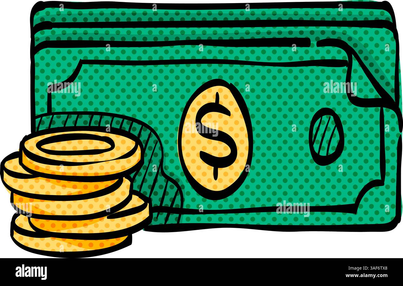 Money halftone icon hand drawn color vector illustration Stock Vector ...