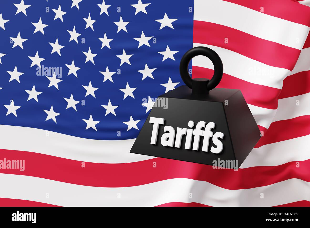 1 tonne black weight in front of the American national flag ...