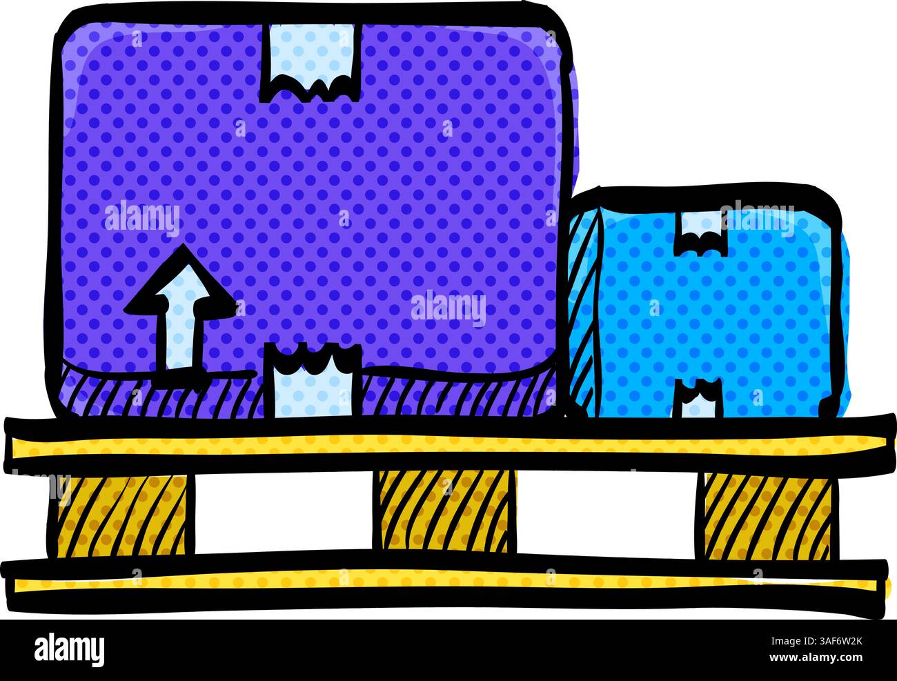 Logistic box halftone icon hand drawn color vector illustration Stock ...