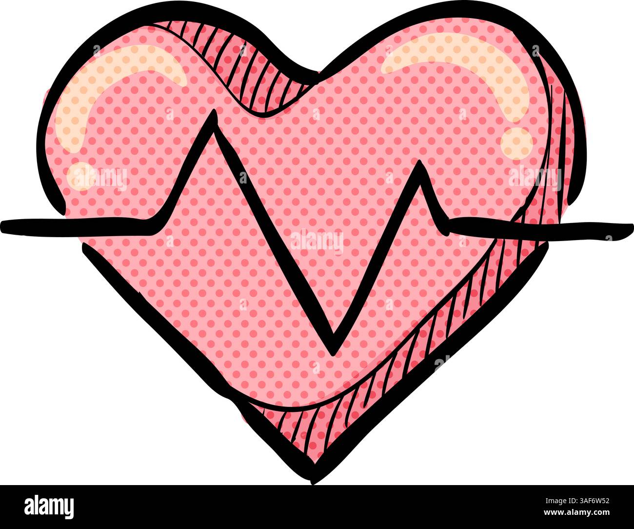 Heart rate halftone icon hand drawn color vector illustration Stock ...