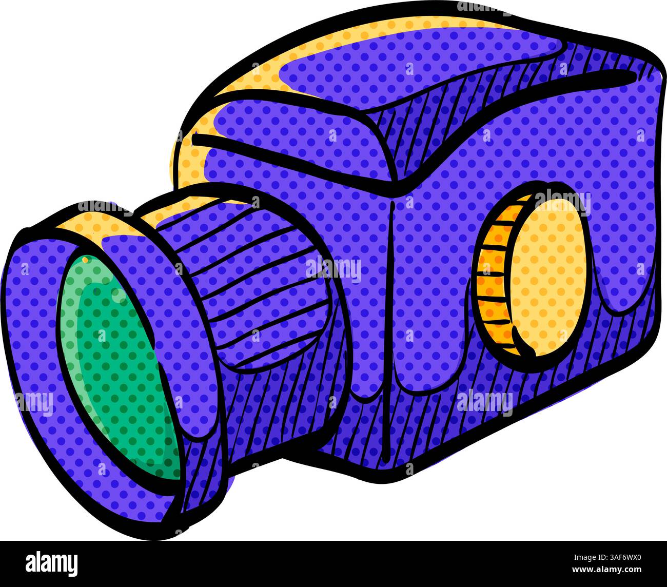 Camera halftone icon hand drawn color vector illustration Stock Vector ...