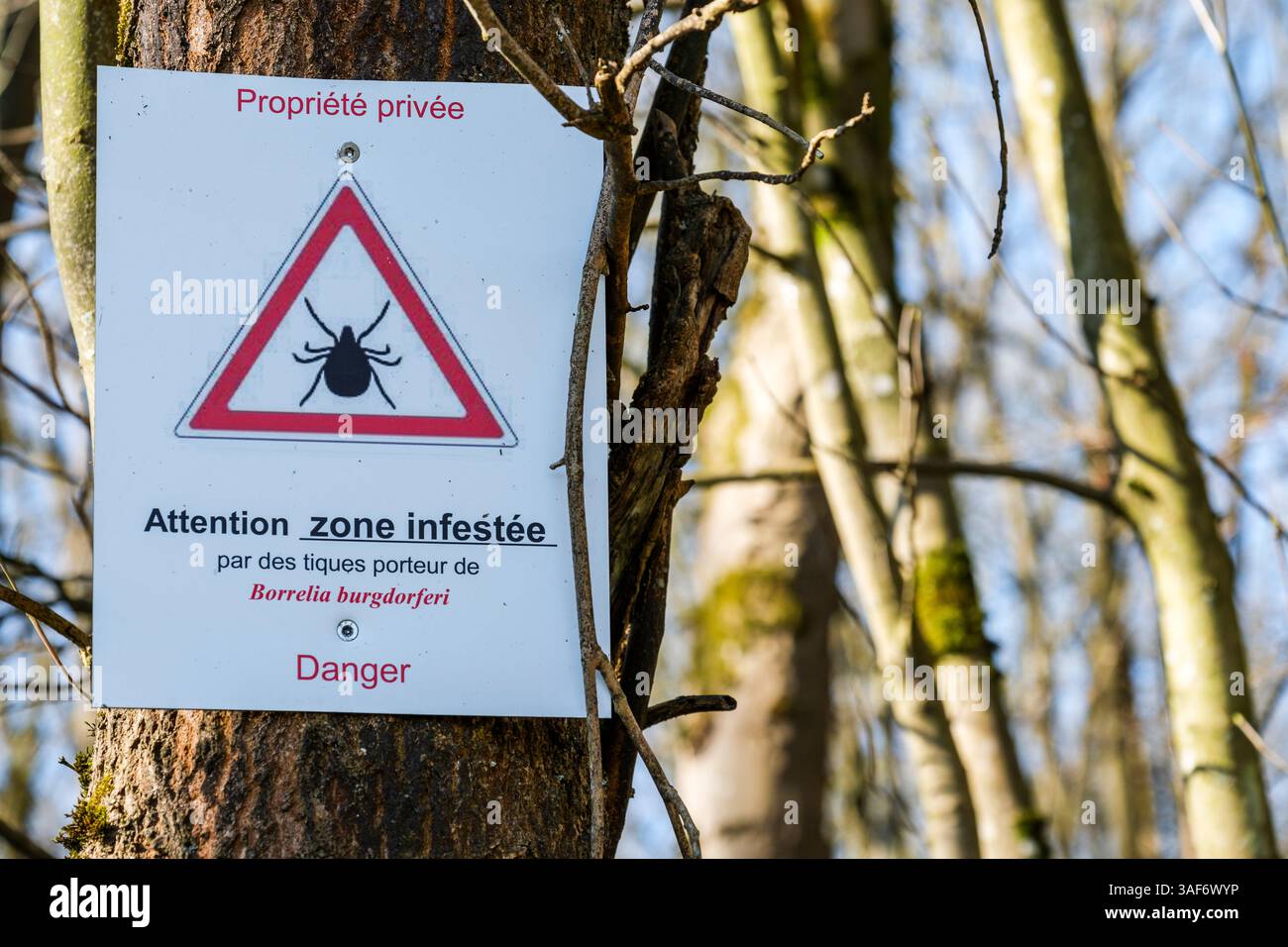 Infected tick area warning Panneaux d'avertissement d'infection due aux ...