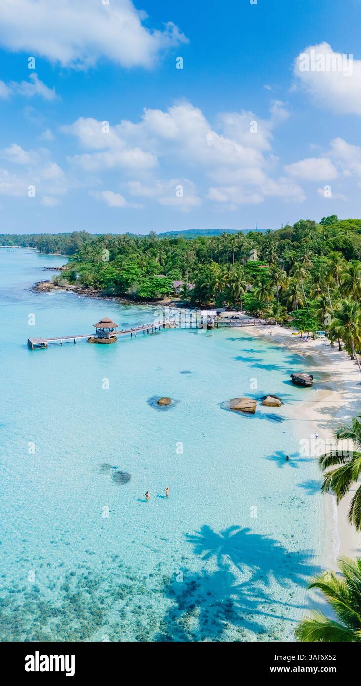 Explore the stunning aerial views of Koh Kood Island, Thailand, with its pristine beaches, clear ...