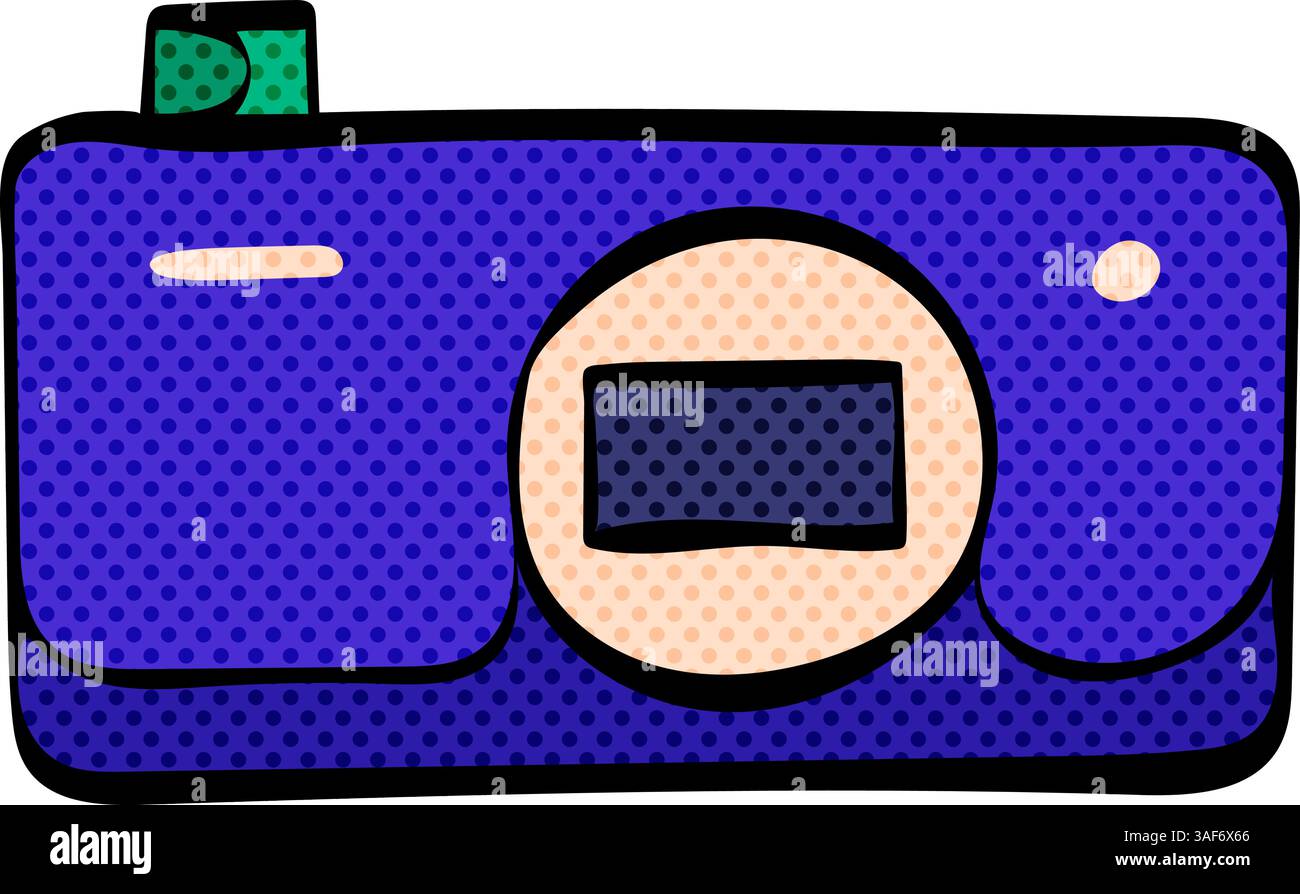 Camera halftone icon hand drawn color vector illustration Stock Vector ...