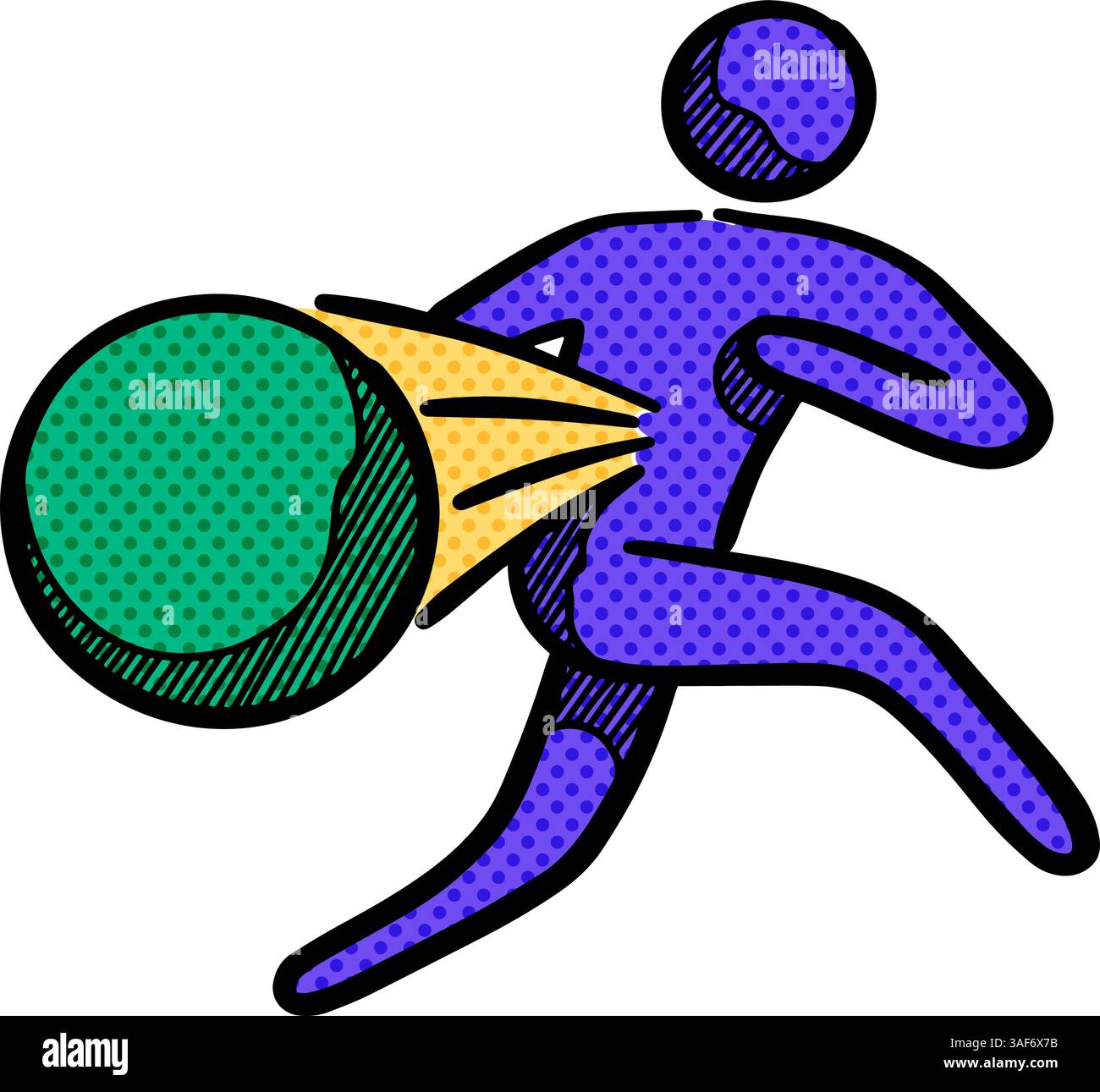 Sketch icons football players halftone color vector illustration Stock ...