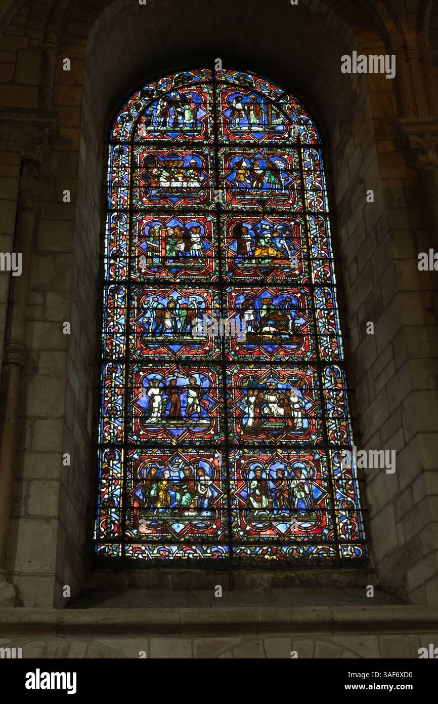 The "Prodigal Son",an early XIIIth century stained-glass window in ...