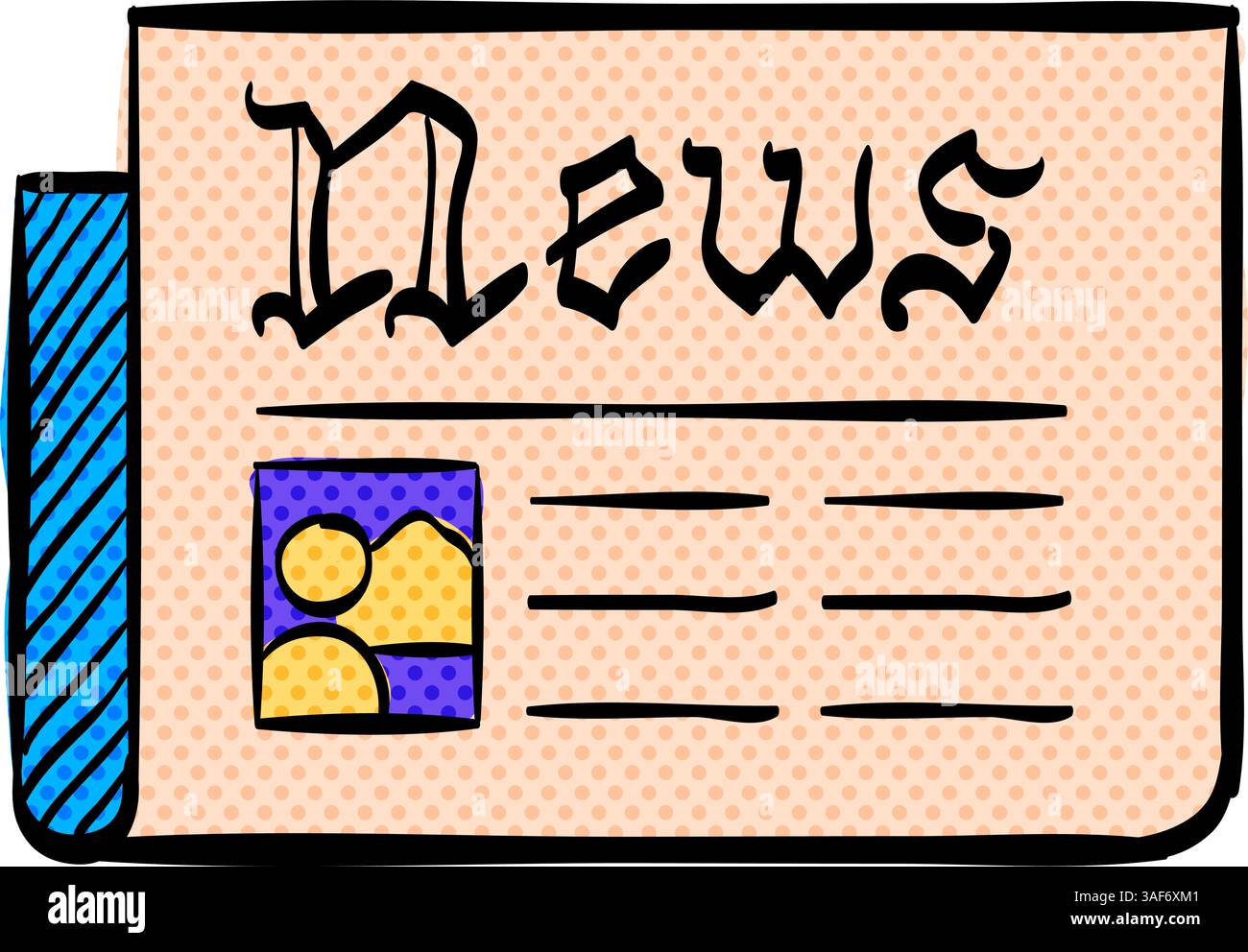 Newspaper halftone icon hand drawn color vector illustration Stock ...