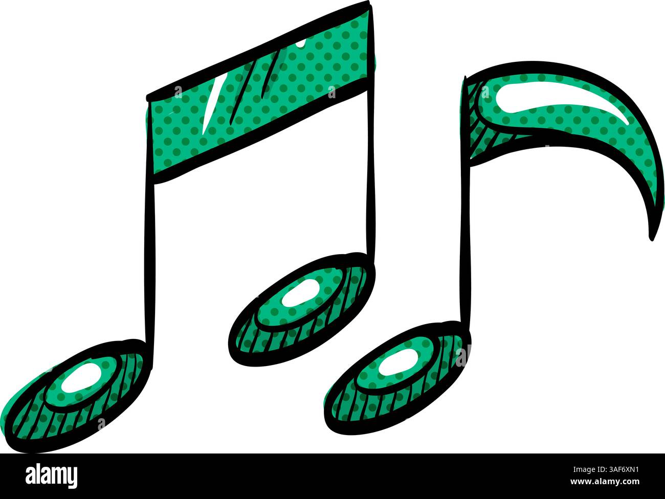 Music notes halftone icon hand drawn color vector illustration Stock ...