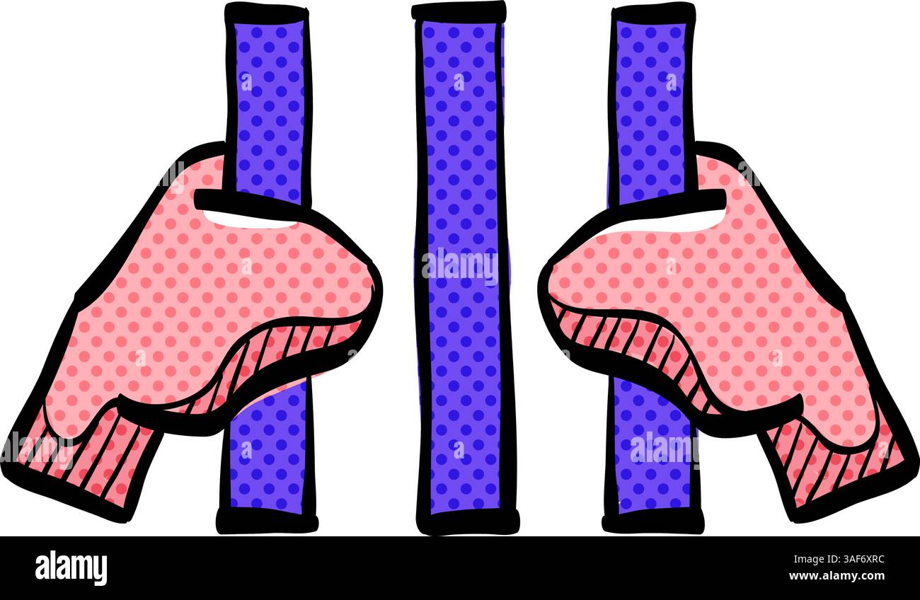 Jail halftone icon hand drawn color vector illustration Stock Vector ...