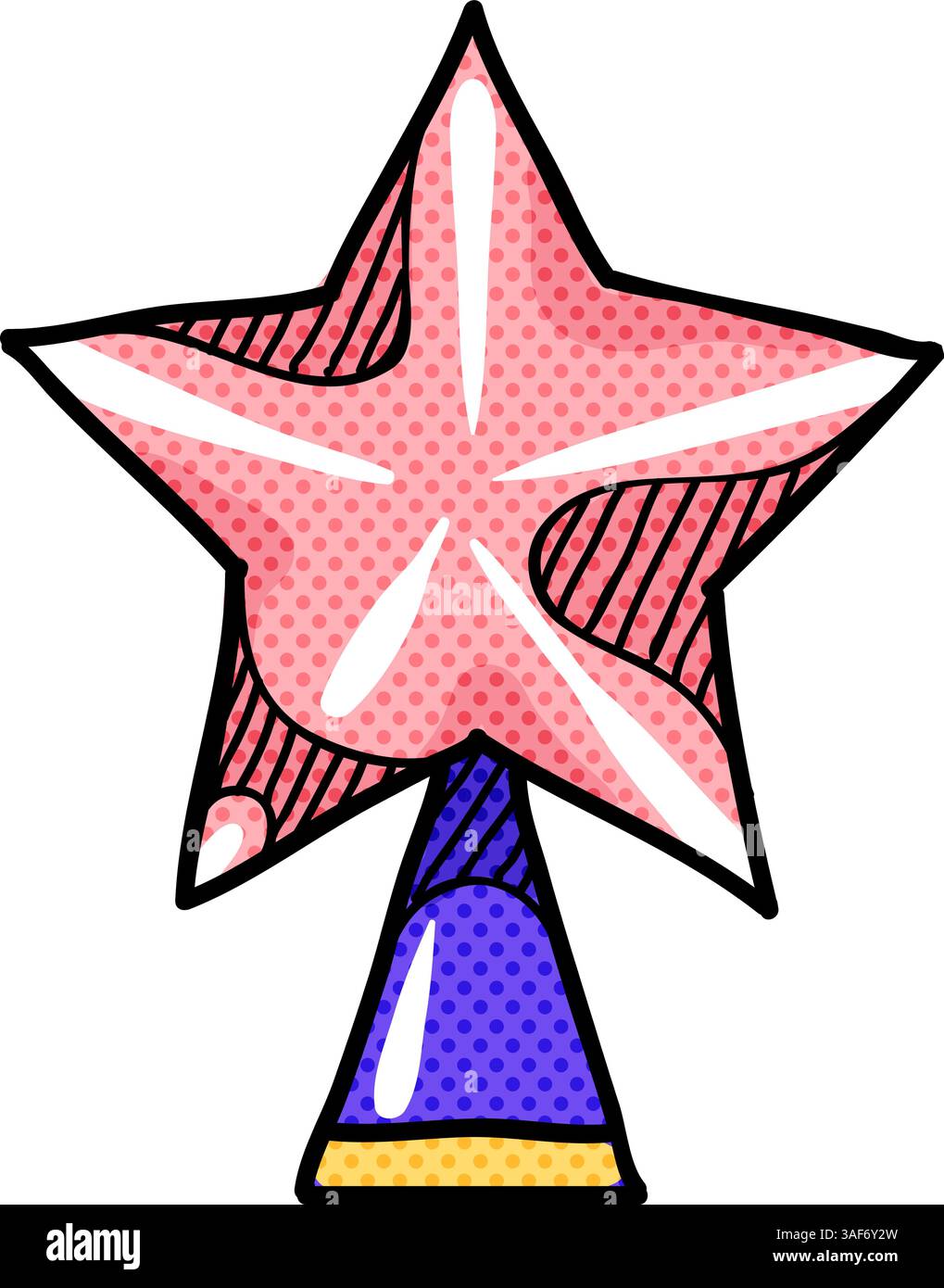 Christmas star halftone icon hand drawn color vector illustration Stock ...