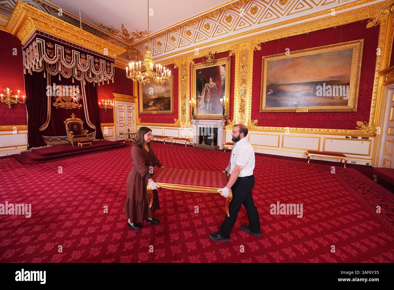 Collections Management Assistants make final preparations in the Throne ...