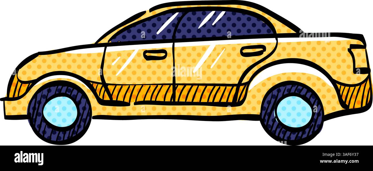 Car halftone icon hand drawn color vector illustration Stock Vector ...