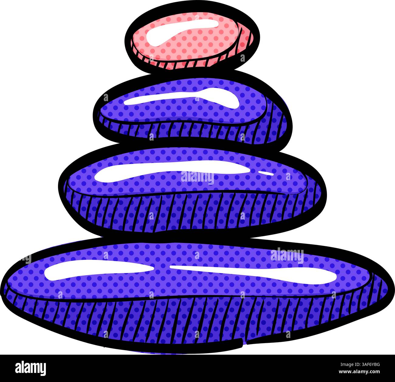Stacked stone halftone icon hand drawn color vector illustration Stock ...