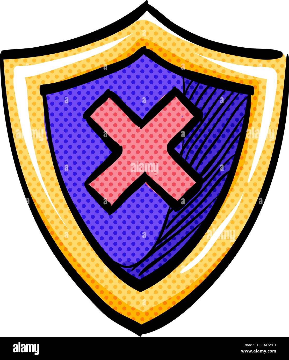 Shield icon in halftone hi-res stock photography and images - Alamy