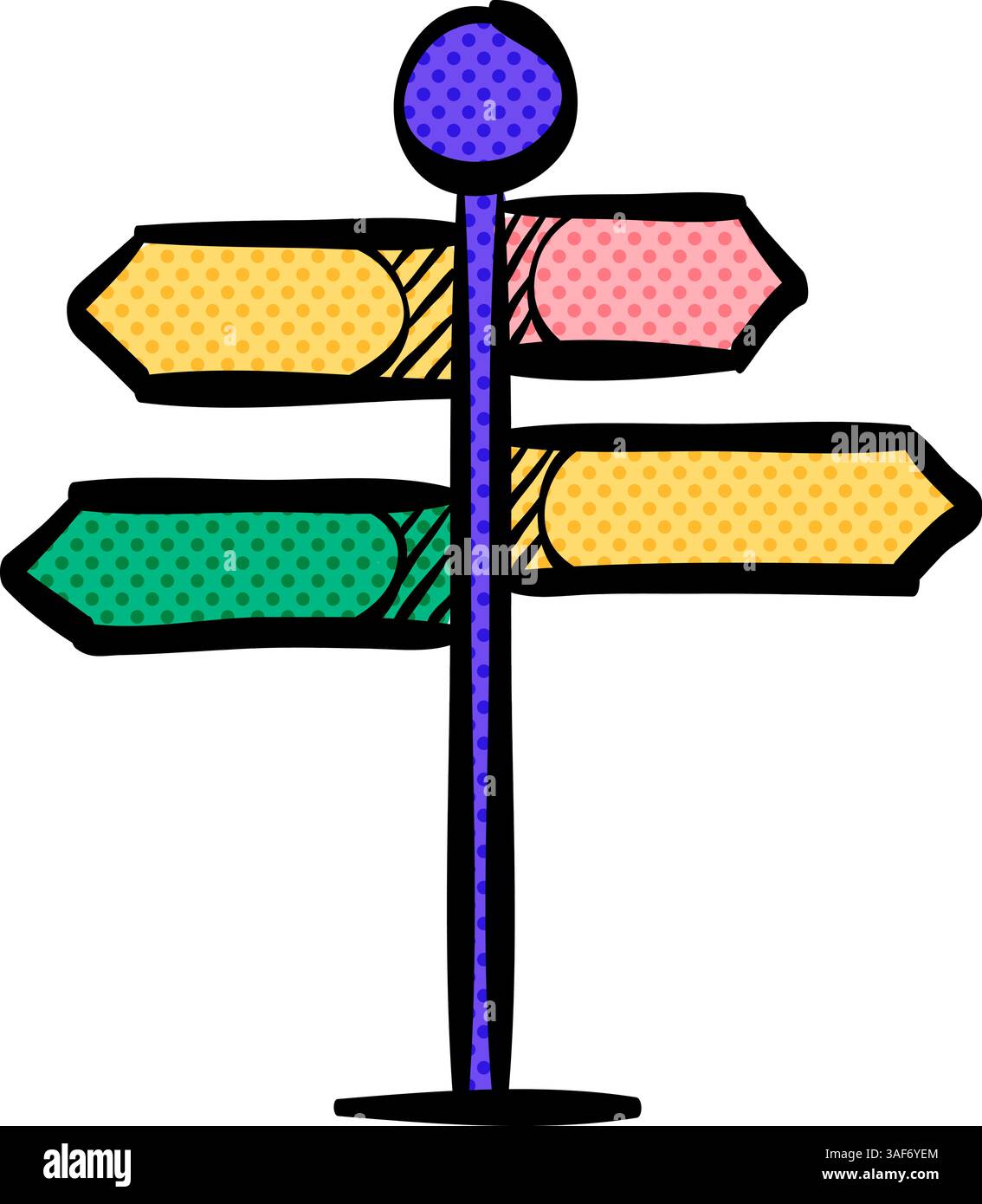 Road sign post halftone icon hand drawn color vector illustration Stock ...
