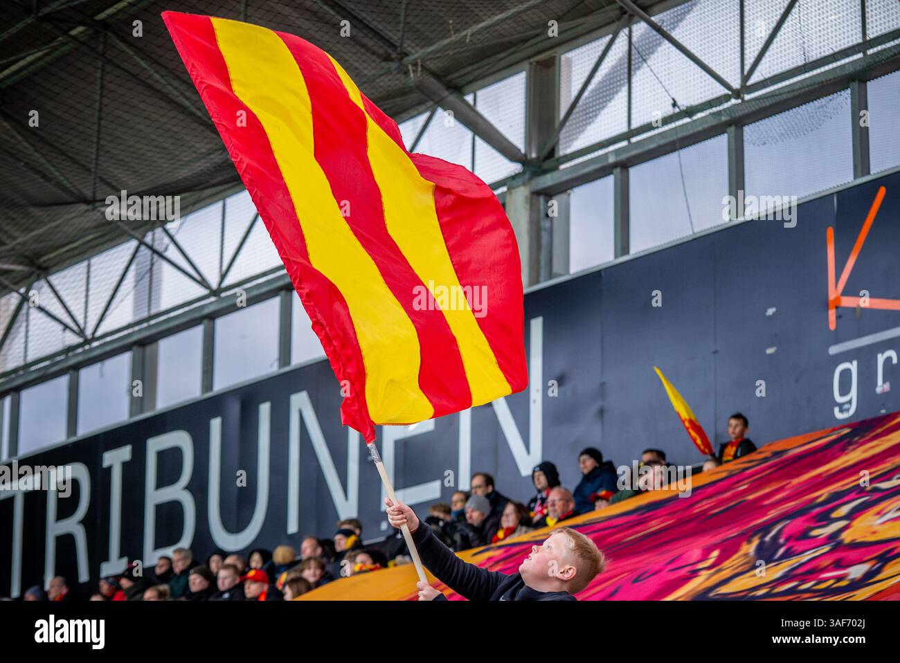 Farum, Denmark. 06th Apr, 2025. Football fans of FC Nordsjaelland seen ...