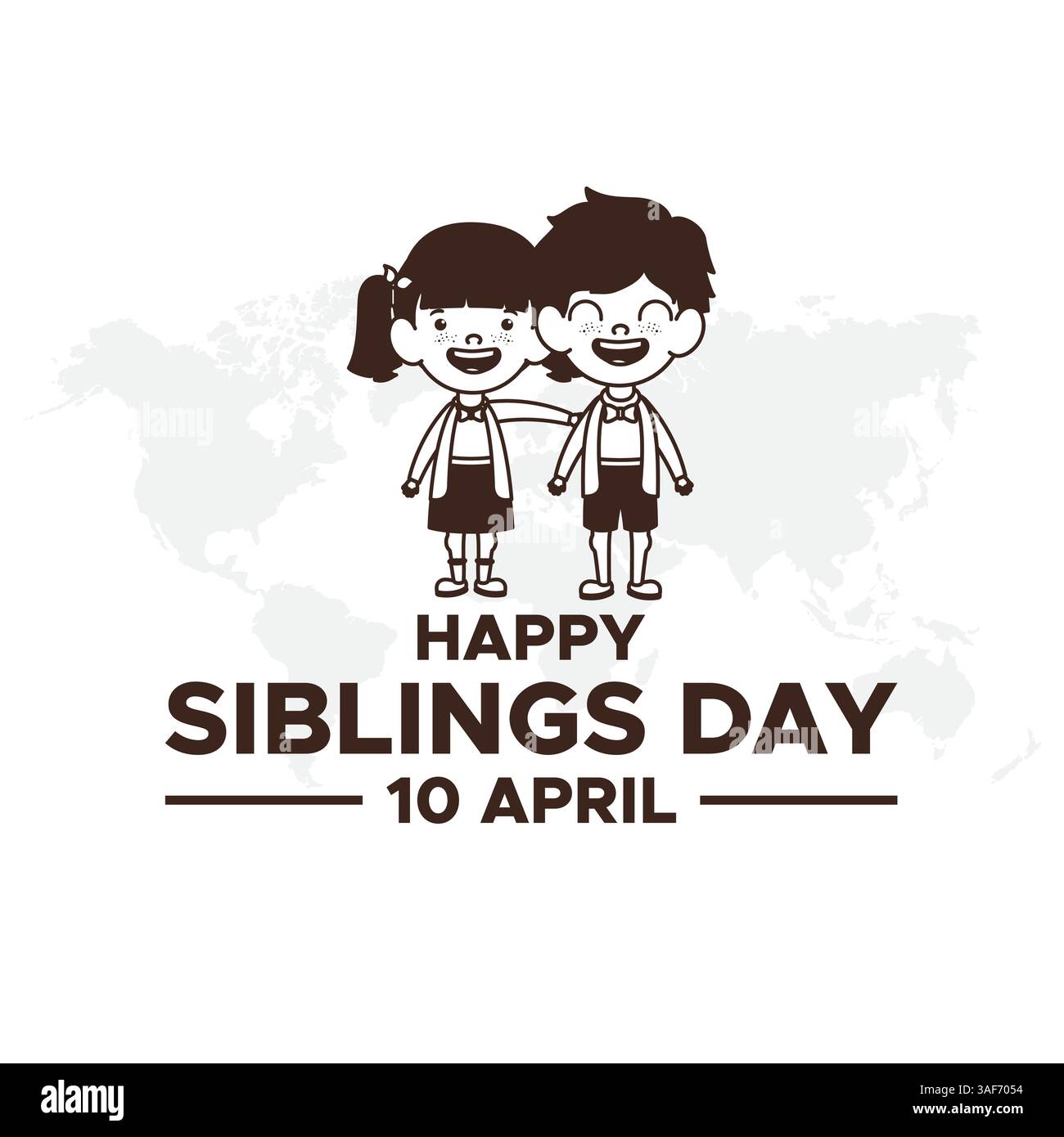 Siblings Day. 10 April. Holiday concept. Template for background with ...