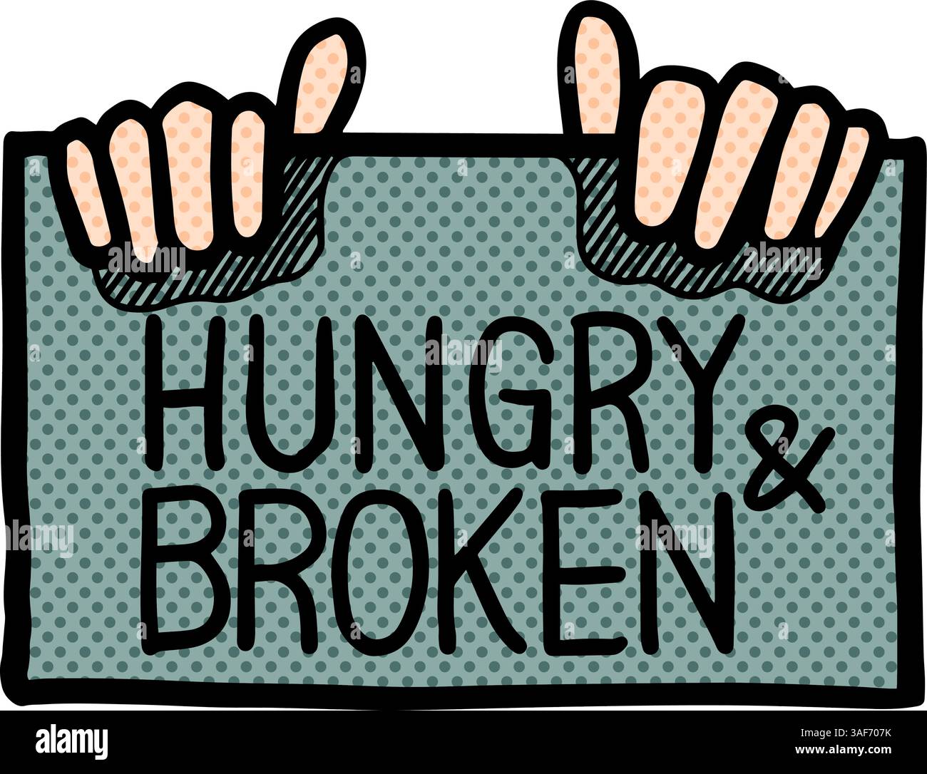Hand holding sign icon halftone color vector illustration Stock Vector ...