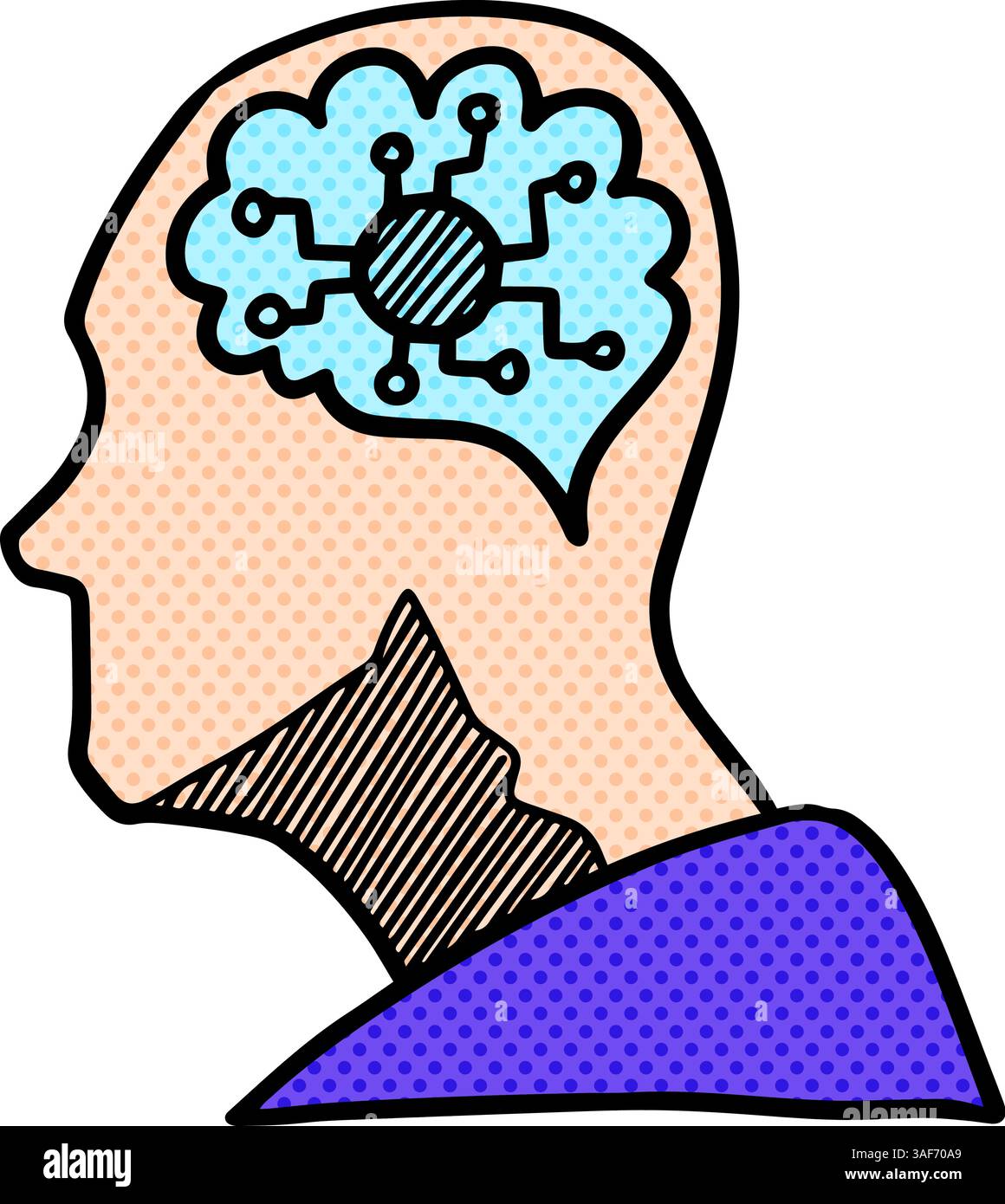 Artificial intelligence concept icon halftone color vector illustration ...