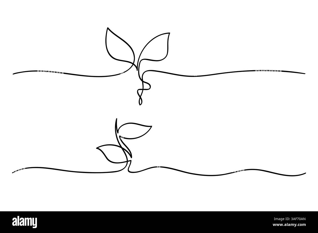 Growing Sprout One Line Art Collection. Hand drawing vector ...