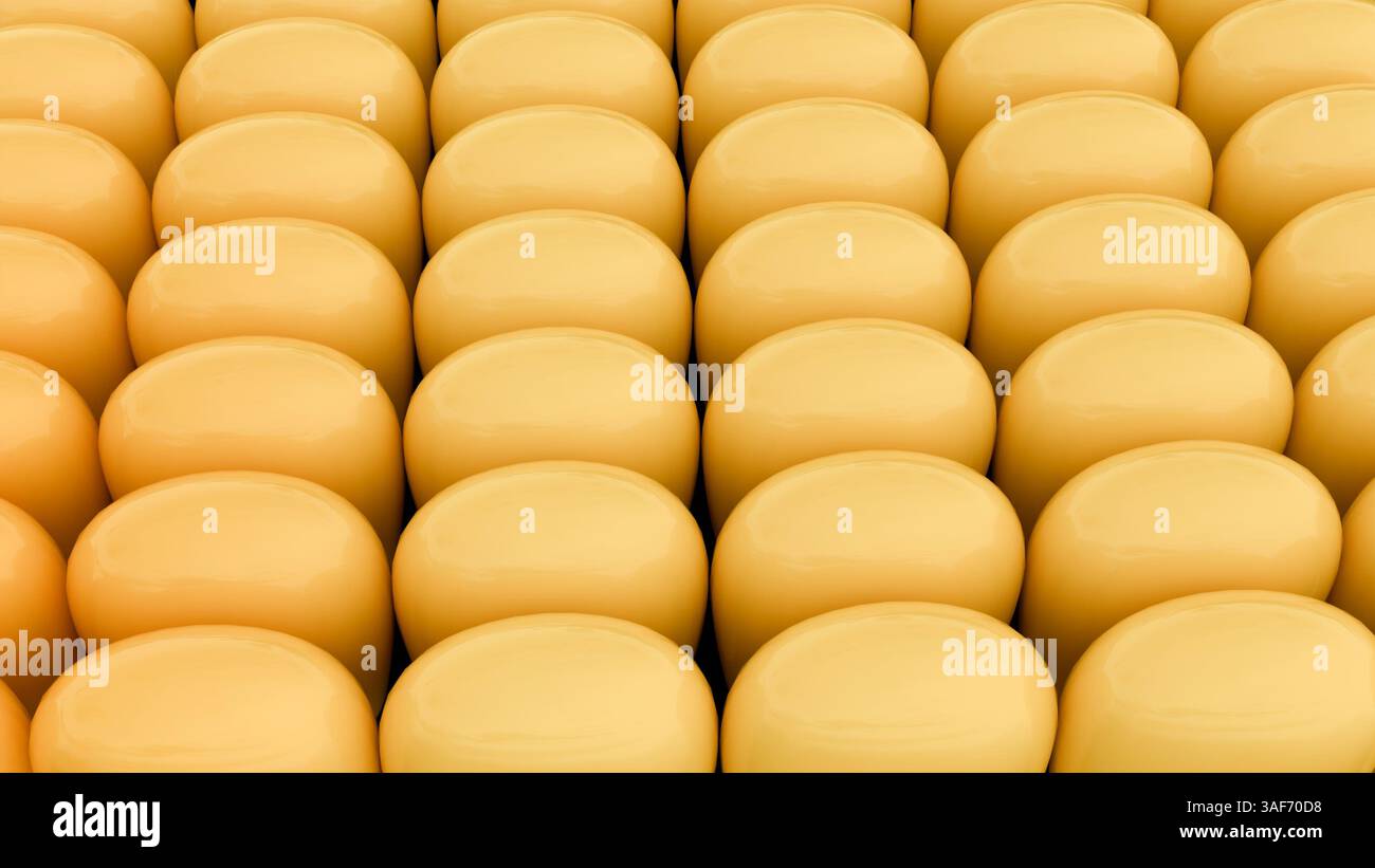 a 3d rendering of tightly packed arrangement of kernels of corn. The ...