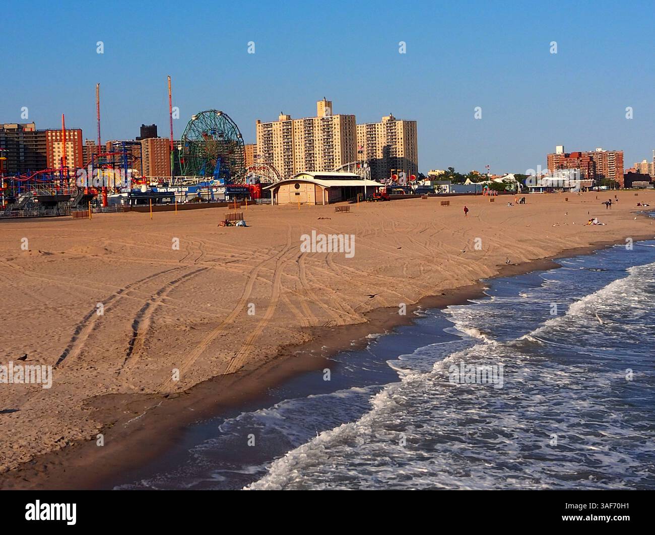 Coney Island Beach and Amusement Park on a Quiet Spring Day Stock Photo ...