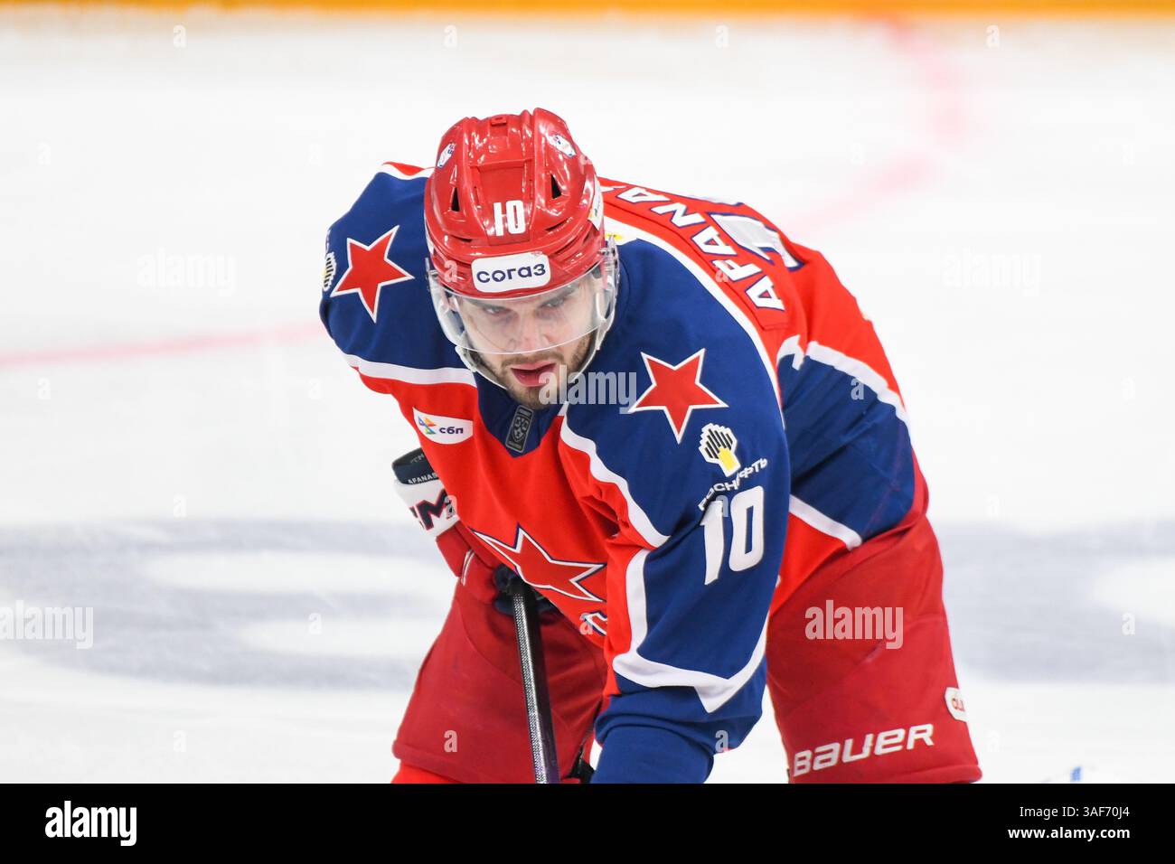 Moscow, Russia. 15th Mar, 2025. Egor Afanasyev (10) CSKA Moscow Hockey Club seen in action ...