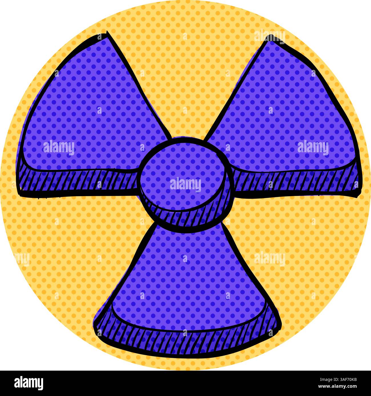 Radioactive symbol halftone icon hand drawn color vector illustration ...