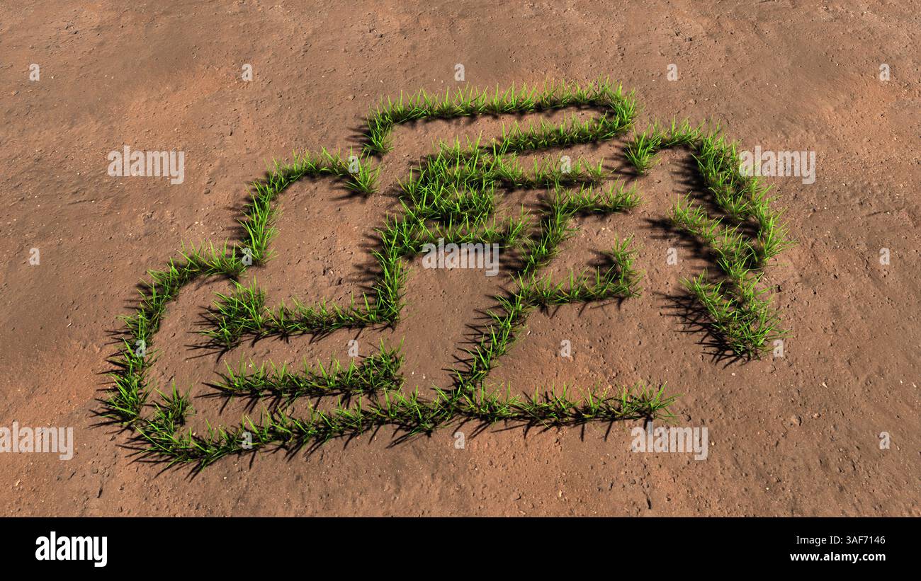 Concept or conceptual green summer lawn grass symbol shape on brown ...