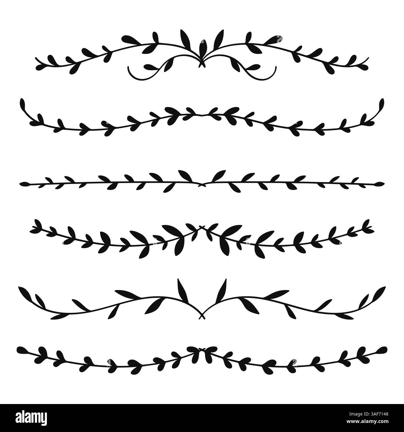 Nature Floral Silhouette Vine Line Divider for Text Layout Separator ...