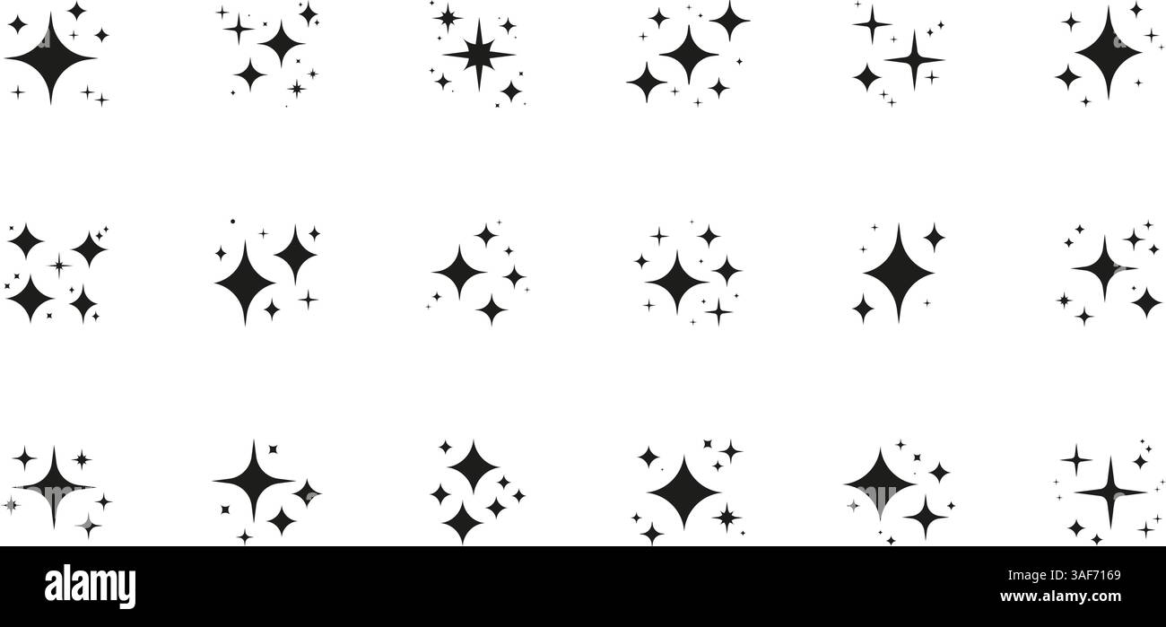 Star Sparkle Icons Solid Icon Set. Celestial Shine Silhouette Symbol Collection. Isolated Vector ...