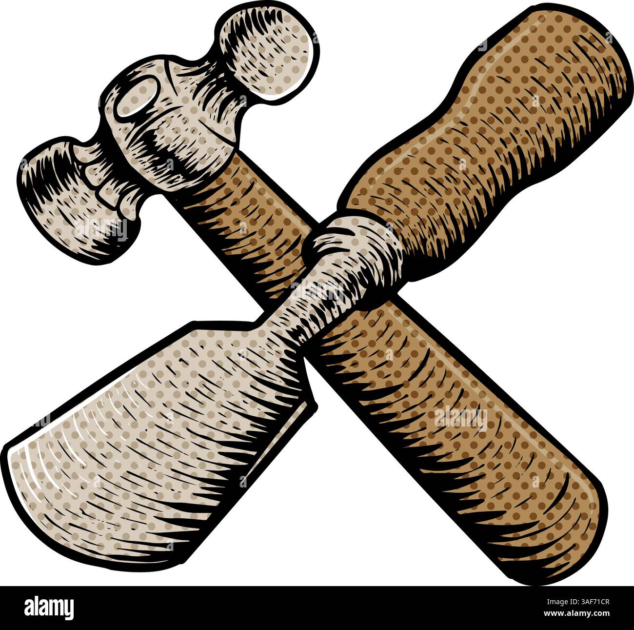 Hammer and chisel icon halftone color vector illustration Stock Vector ...