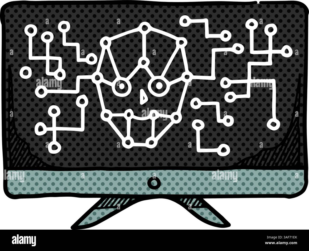 Artificial intelligence concept icon halftone color vector illustration ...