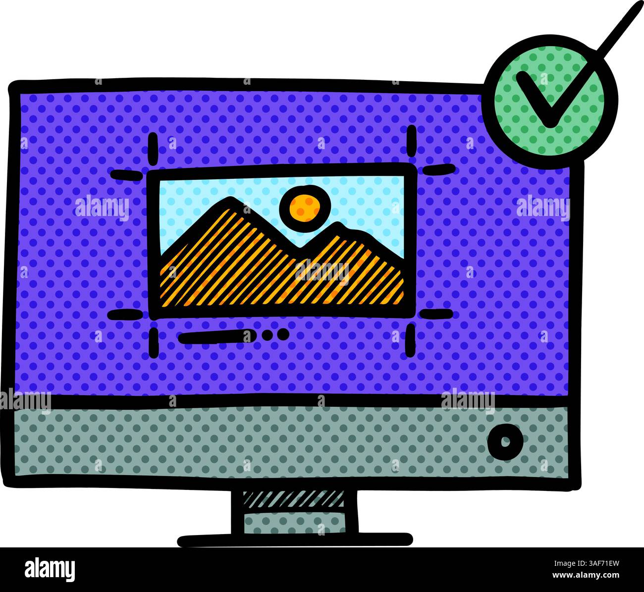 Printer icon in doodle sketch lines halftone color vector illustration ...
