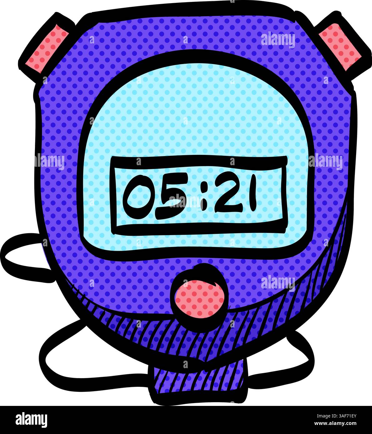 Stopwatch halftone icon hand drawn color vector illustration Stock ...