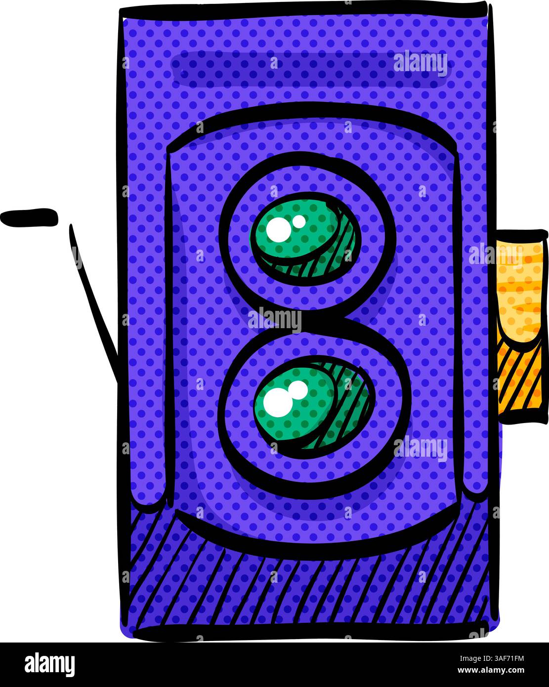 Twin lens reflex camera halftone icon hand drawn color vector ...