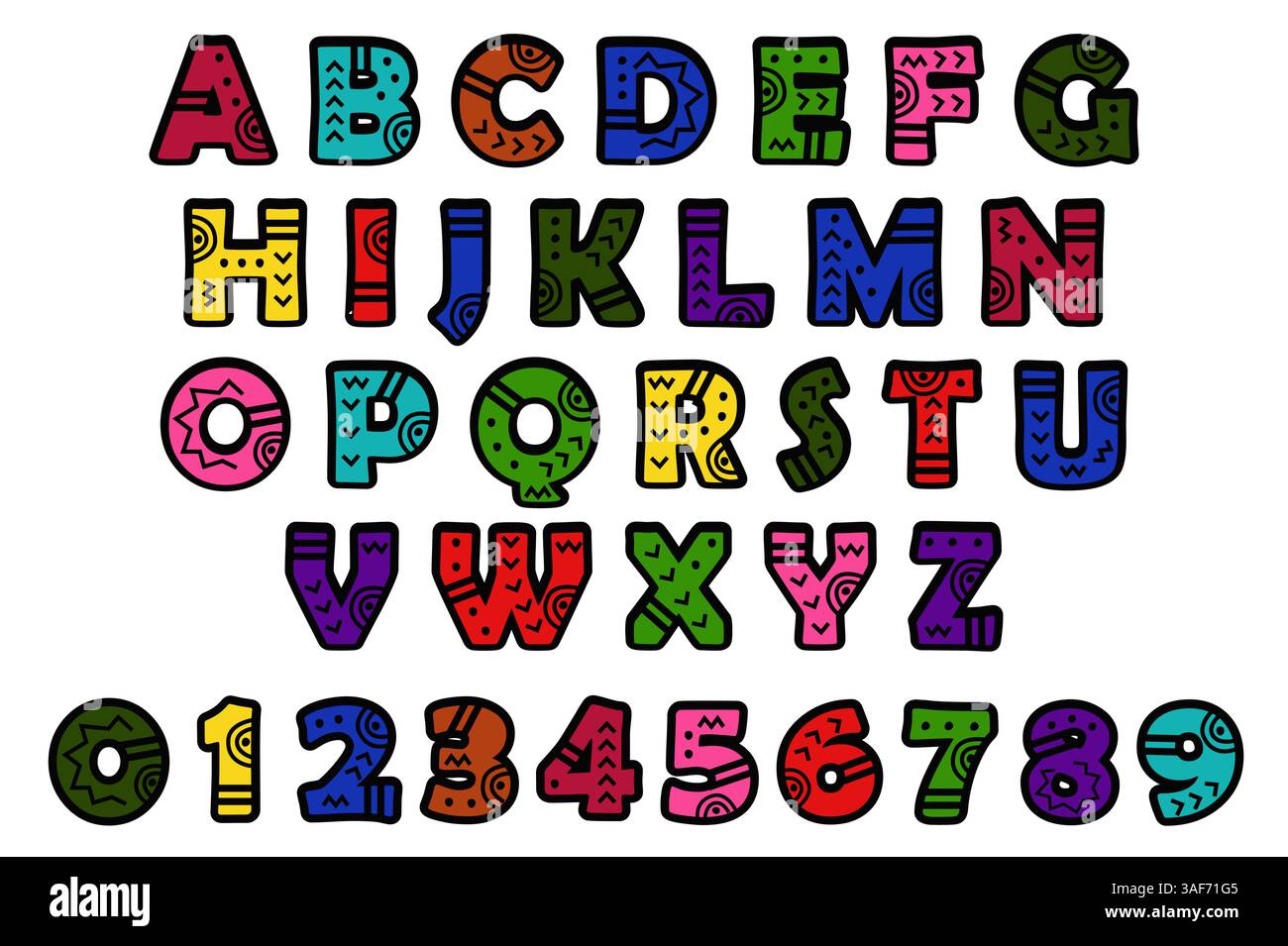 African, Aztec or Maya tribal font. Decorative alphabet with exotic ...