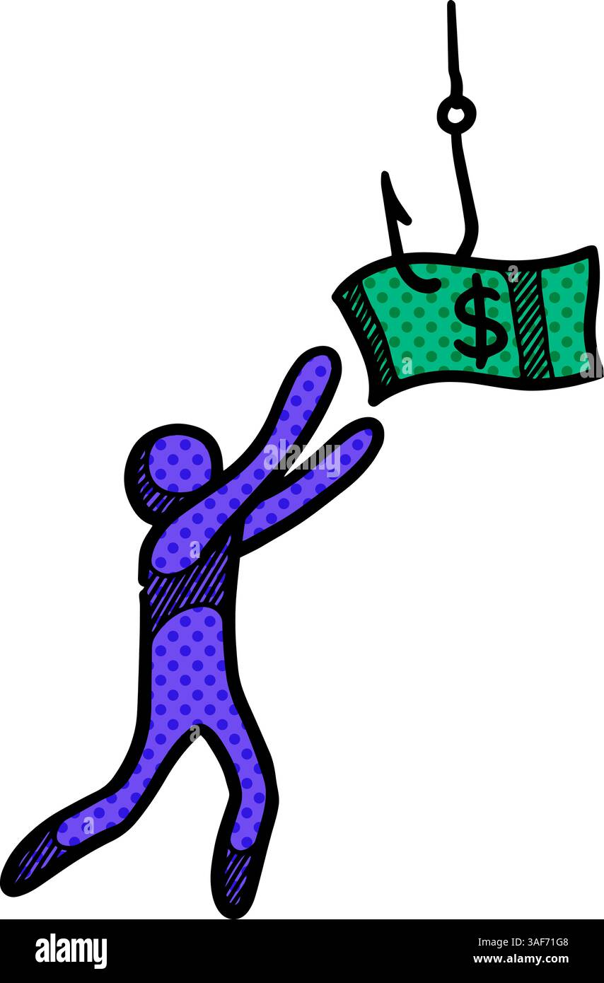 Man chasing dollar bait icon halftone color vector illustration Stock ...