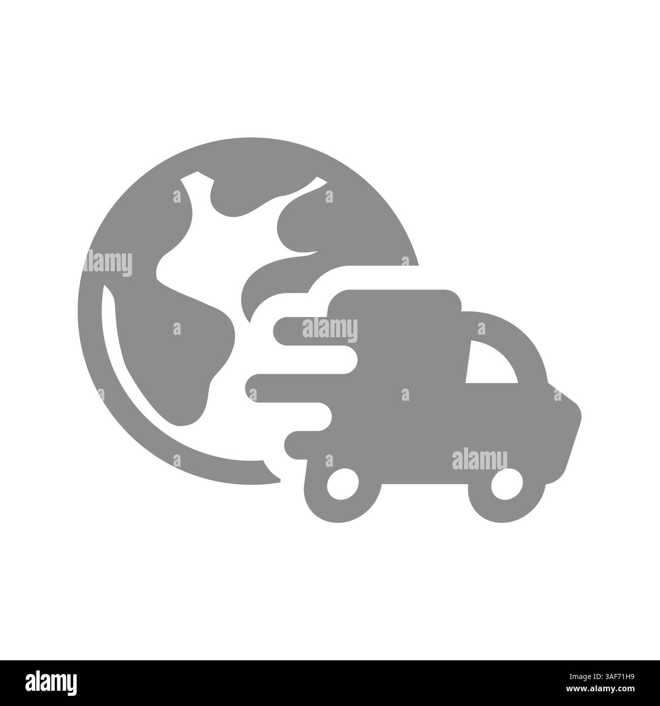 Global fast shipping vector icon. International delivery truck with ...