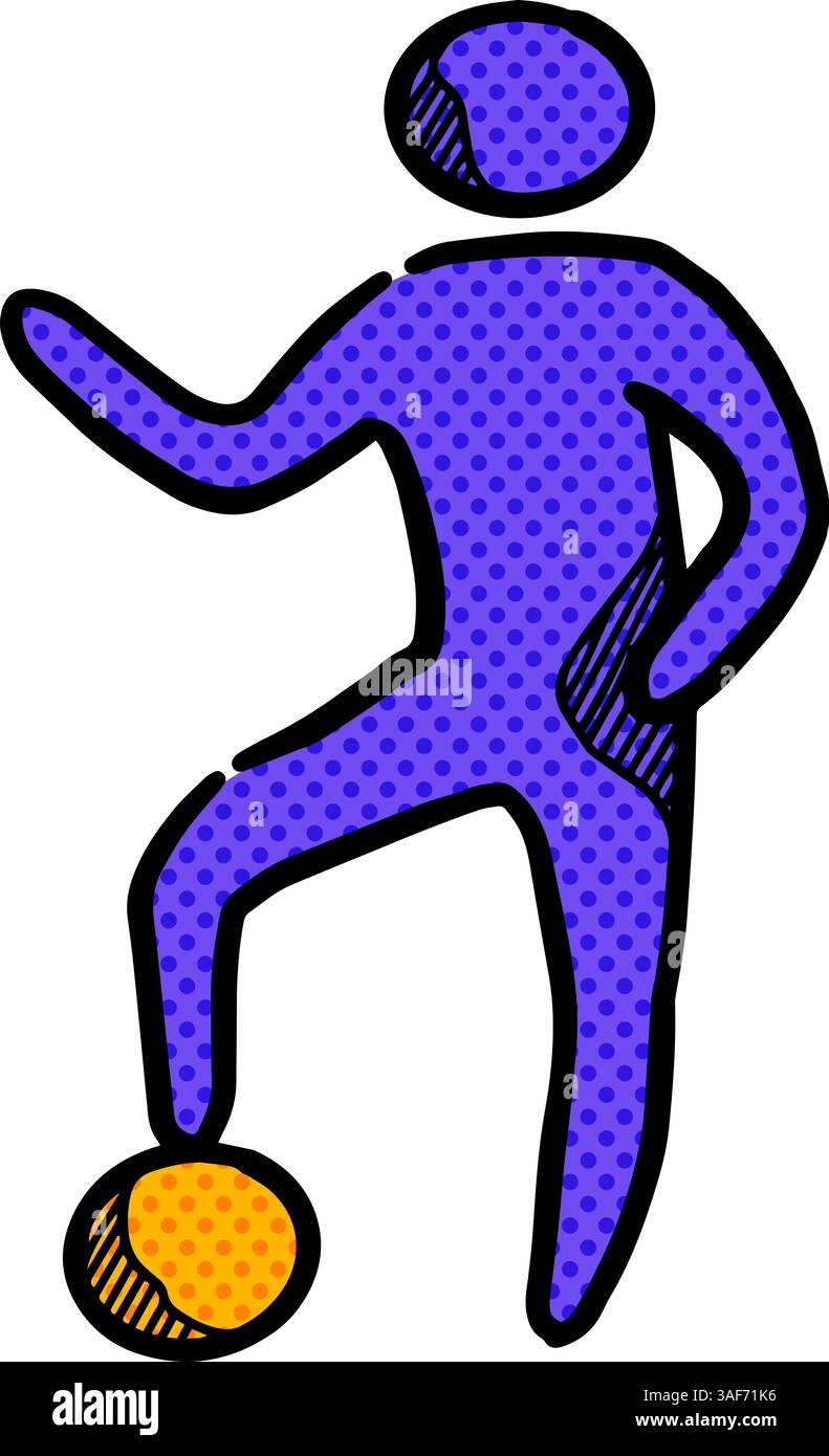 Sketch icons football players halftone color vector illustration Stock ...