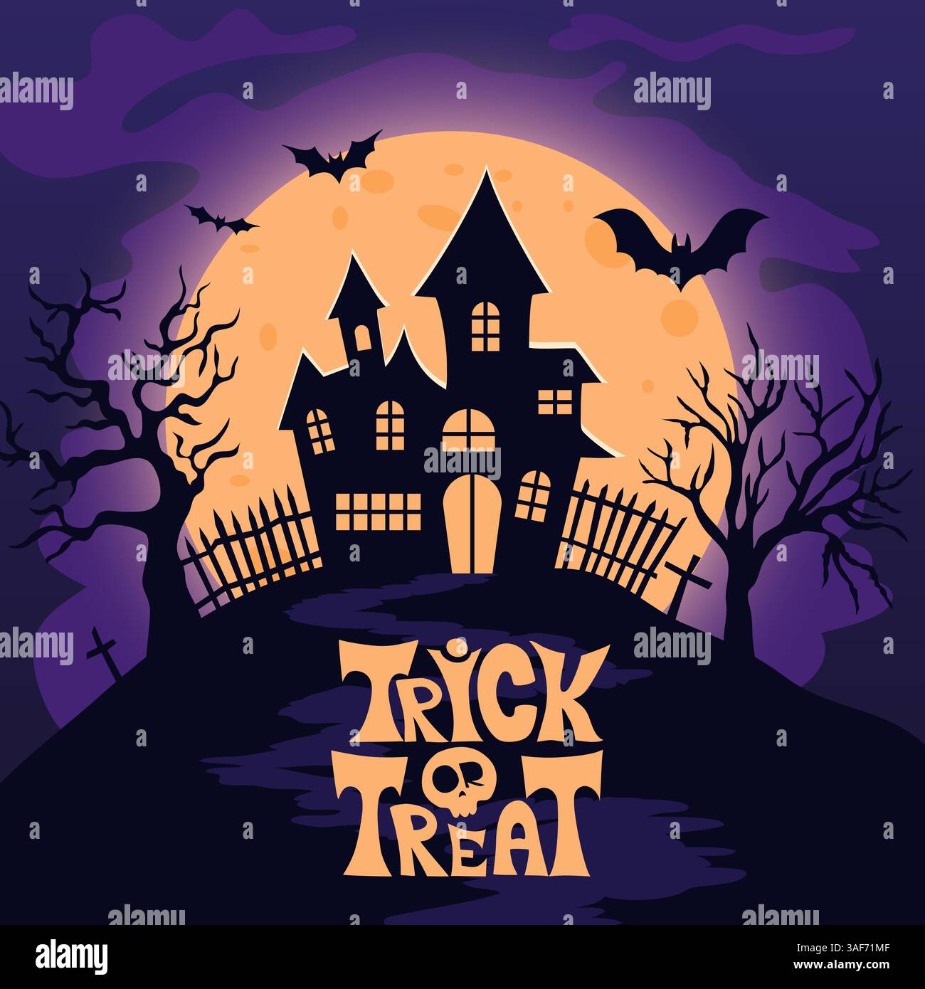 Spooky mansion surrounded creepy trees Stock Vector Images - Alamy