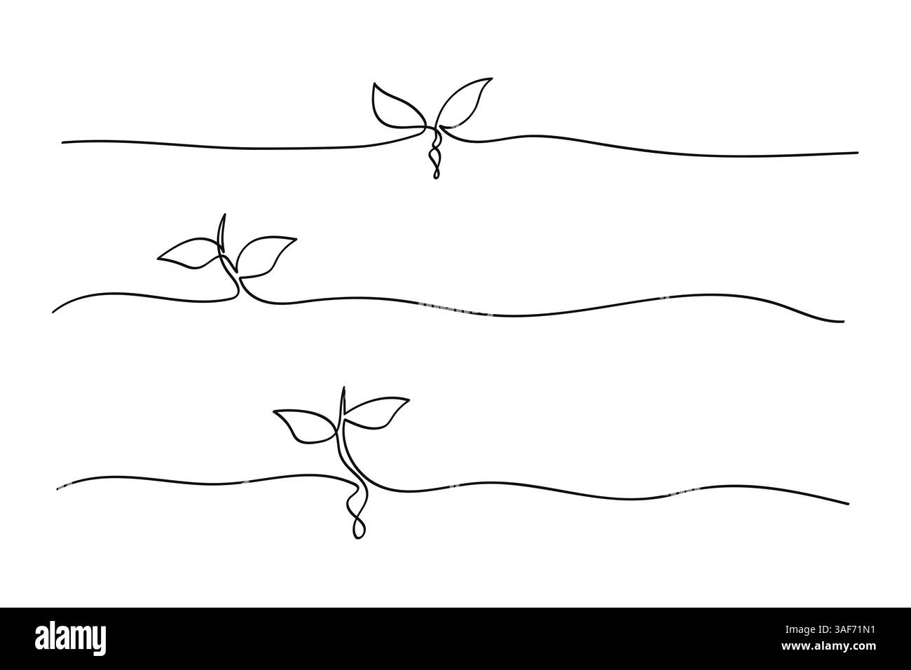 Growing Sprout One Line Art Collection. Hand drawing vector ...