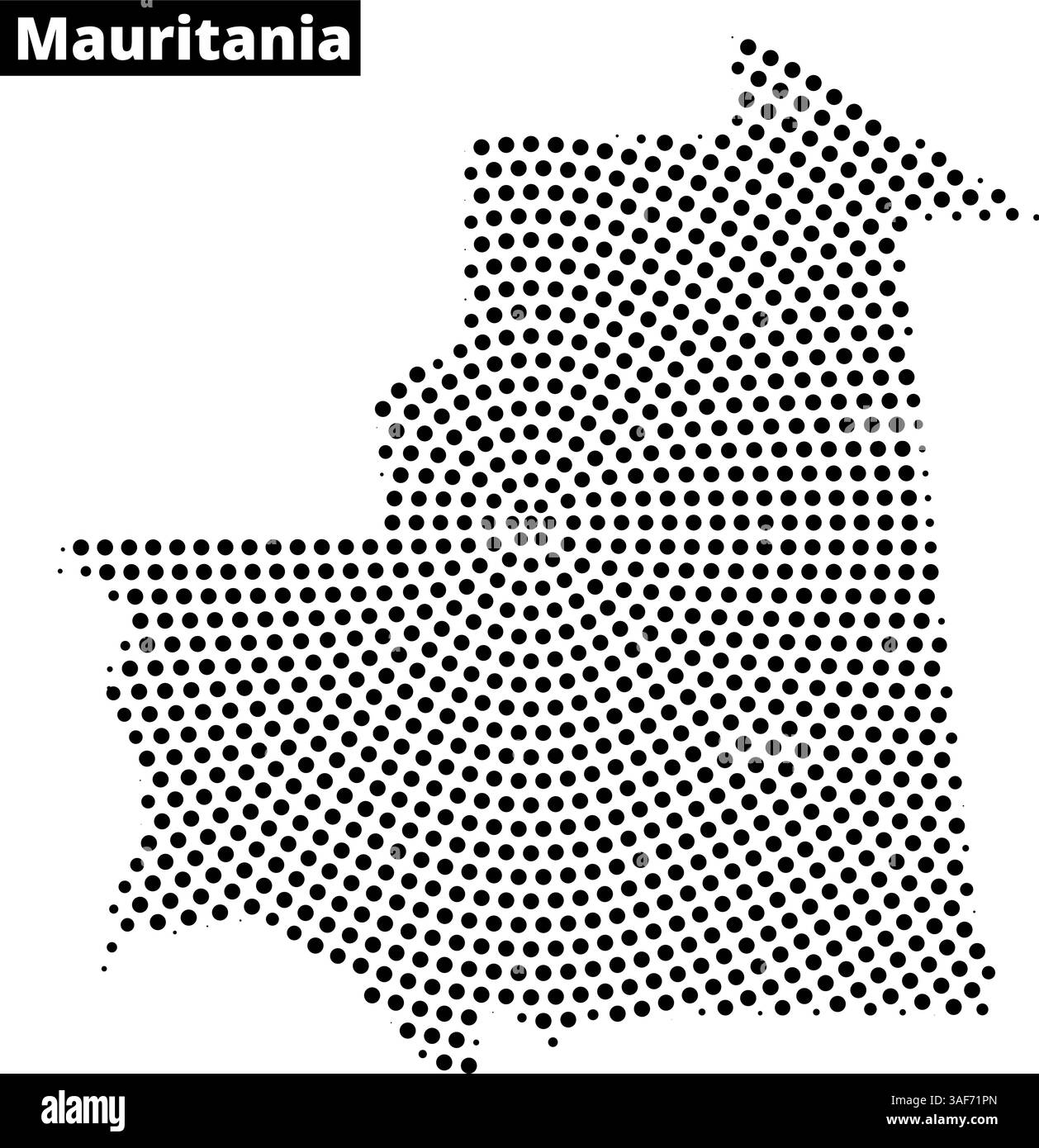 This creative depiction features a dotted map of Mauritania ...