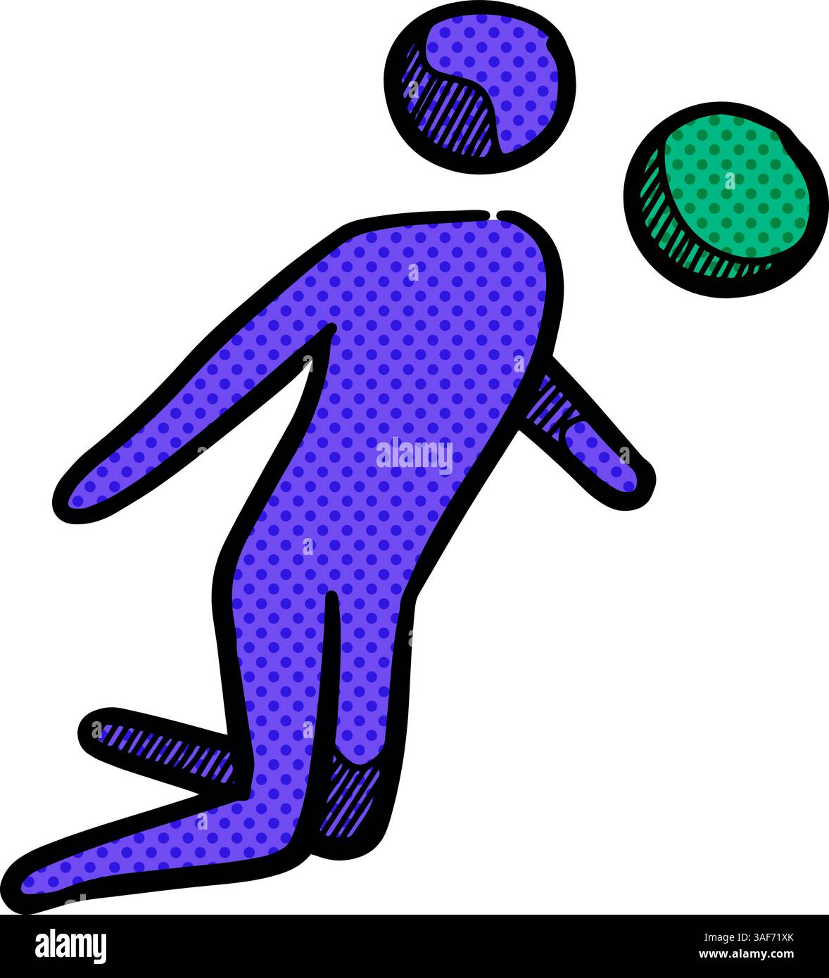 Sketch icons football players halftone color vector illustration Stock ...