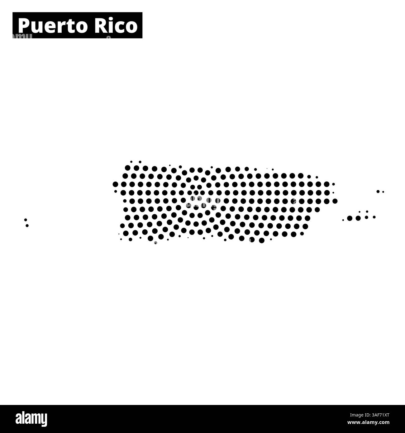 A creative map of Puerto Rico showcased with a dotted pattern and wavy ...