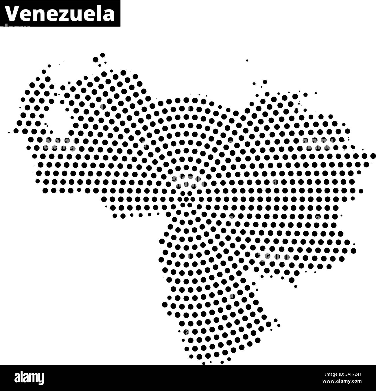 A detailed map outline of Venezuela created with a dotted design ...