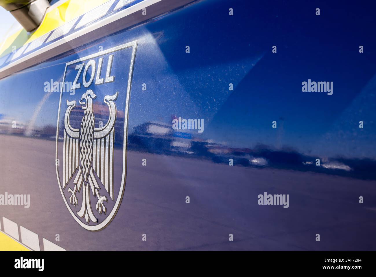 Weil Am Rhein, Germany. 07th Apr, 2025. An emergency vehicle from ...