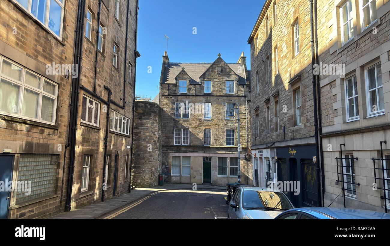 Urban city view of Edinburgh old town buildings period style famous ...