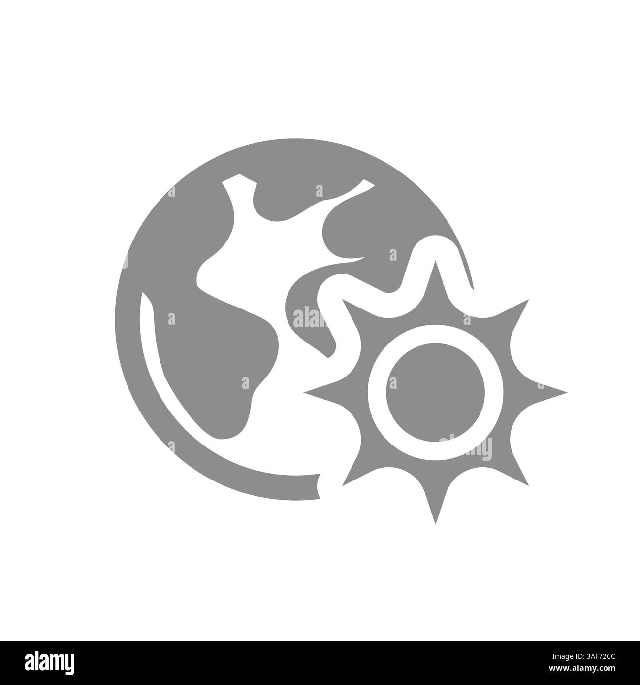 Global warming, climate change vector icon. Sun and planet earth ...