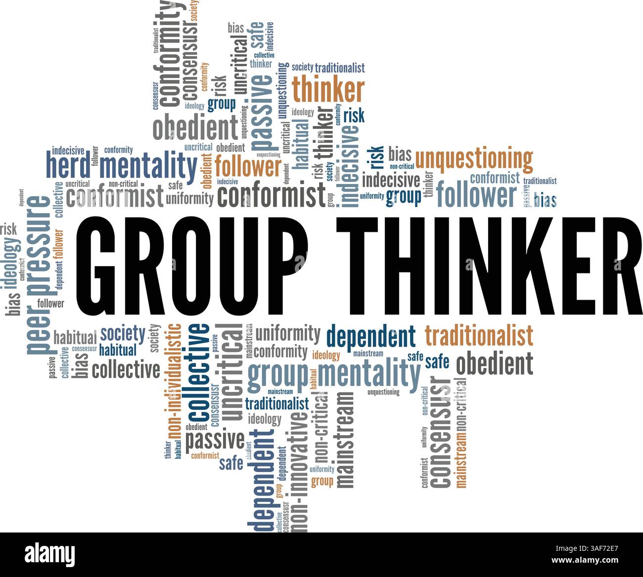 Group Thinker word cloud conceptual design isolated on white background ...